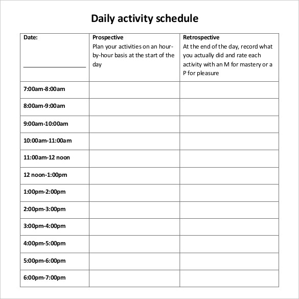 Daily Schedule Template 39 Free Word Excel PDF Documents Download