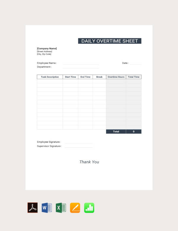23+ Overtime Sheet Templates – Free Sample, Example Format Download