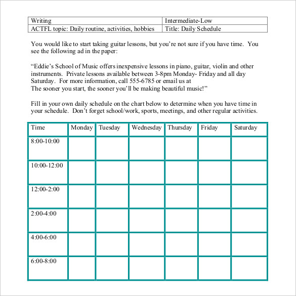 Daily Schedule Template - 39+ Free Word, Excel, PDF Documents Download