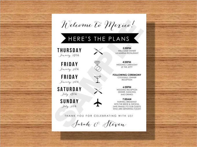 52 Wedding Itinerary Templates DOC PDF PSD Free Premium Templates
