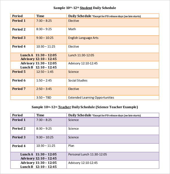 Daily Schedule Template - 39+ Free Word, Excel, PDF Documents Download