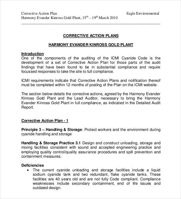 22 Corrective Action Plan Templates Google Docs MS Word Apple 