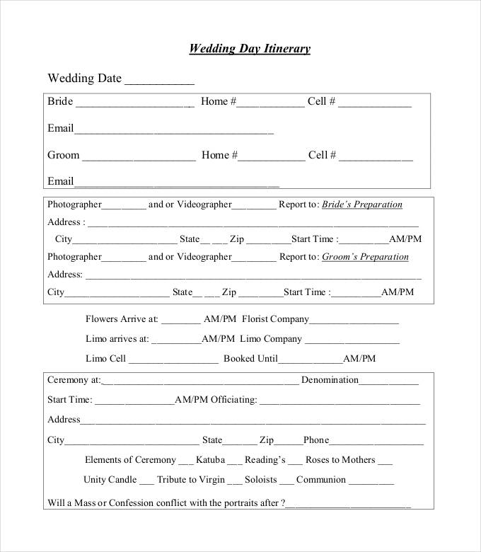 52 Wedding Itinerary Templates DOC PDF PSD Free Premium Templates