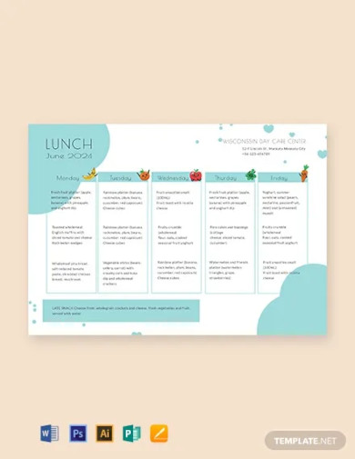 Daycare Menu - 14+ Free Templates in Word, PSD, AI