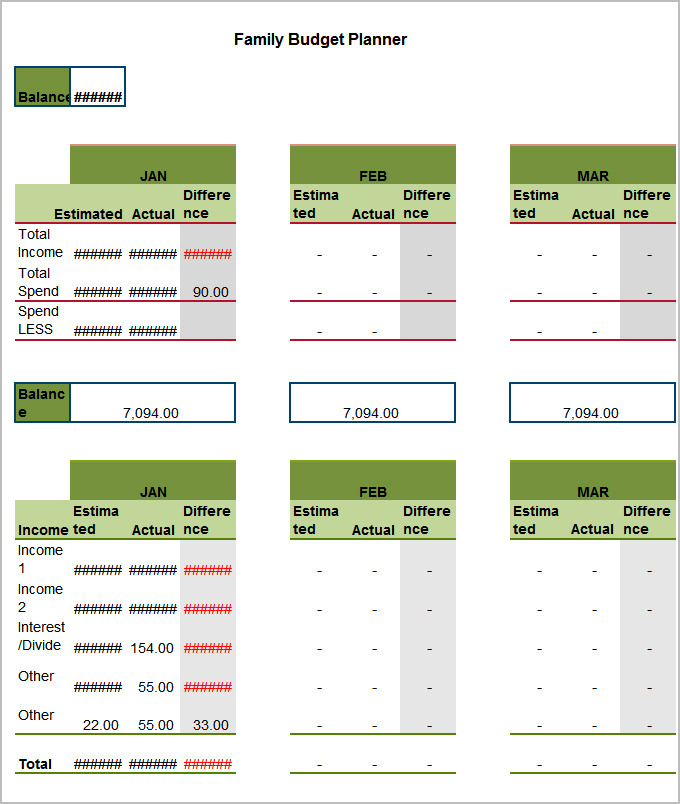 6+ Family Budget Templates - Word, Excel