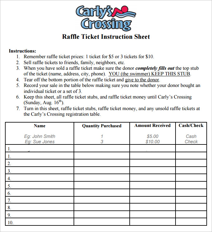 9 Raffle Sheet Template Word PDF