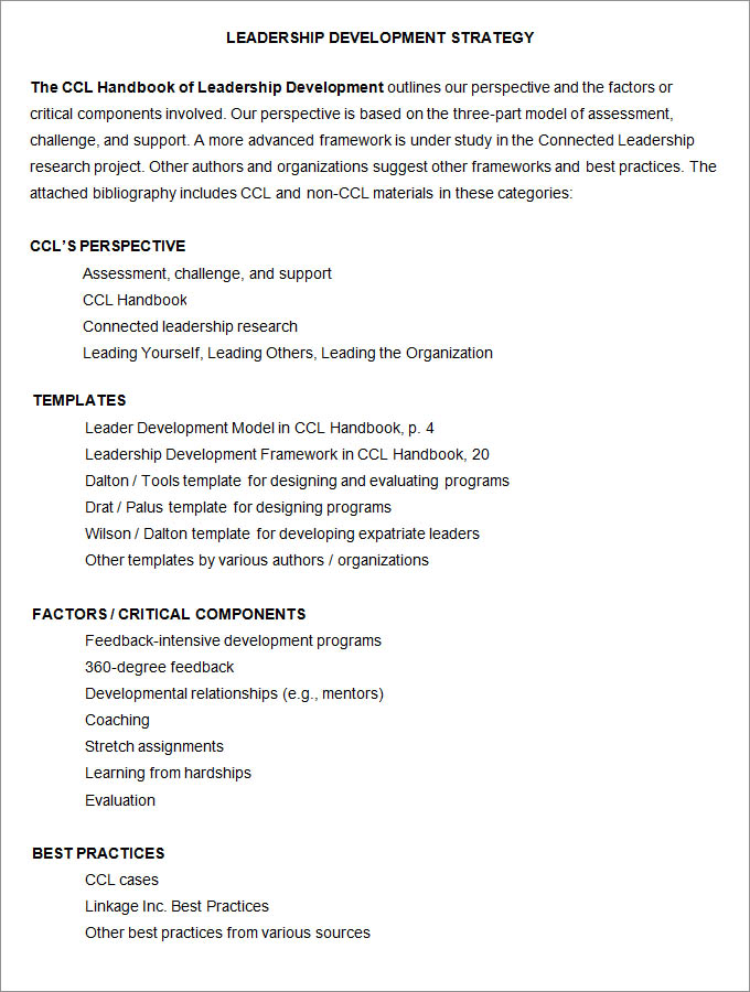Leadership Development Plan Template – 11+ Word, PDF Documents Download