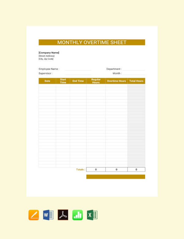 23+ Overtime Sheet Templates – Free Sample, Example Format Download ...