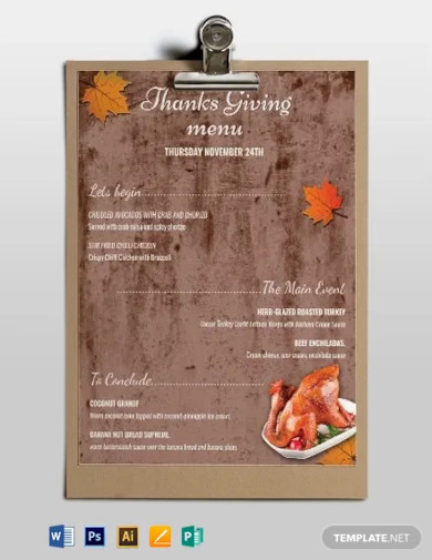 20 Thanksgiving Menu Templates Free Sample Example Format Download 