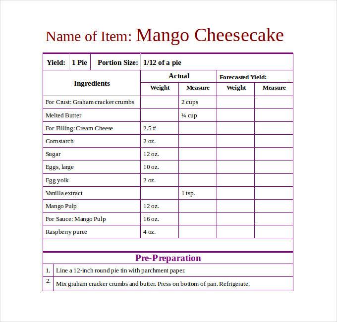 Free Recipe Card Templates For Microsoft Word
