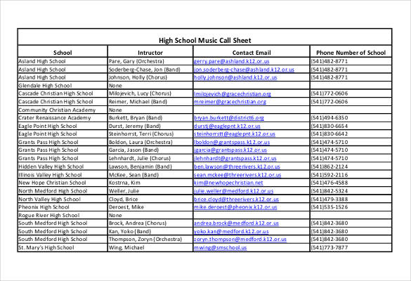Call Sheet Template - 25+ Free Word, PDF Documents Download!