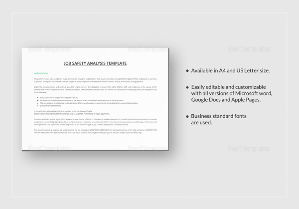 11+ Sample Job Safety Analysis Templates - PDF, DOC