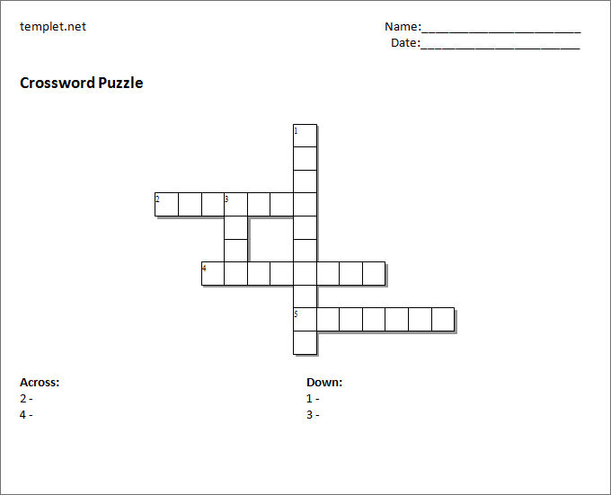 Klammer Miniatur Vorhersagen Crossword Puzzle Template Pdf Umsatzmenge 