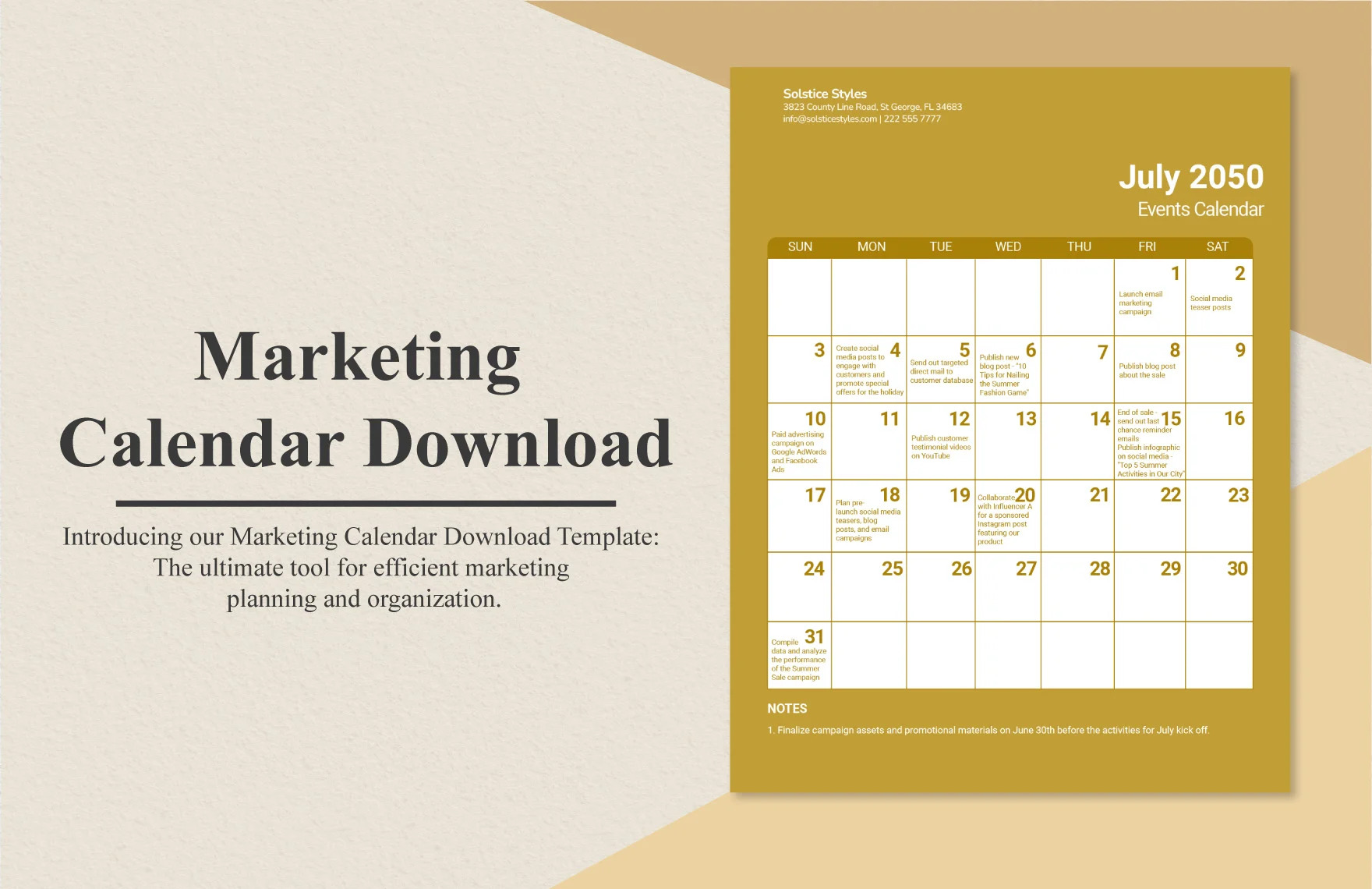 Marketing Calendar Template - 30+ Excel, PDF Documents Download