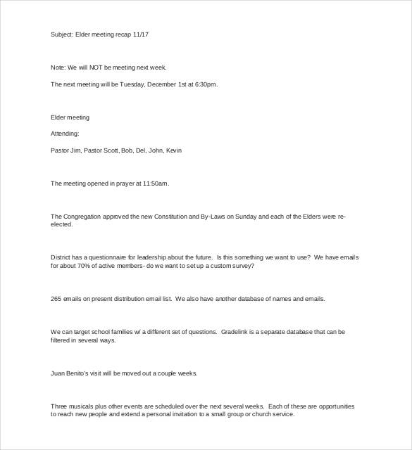 Meeting Notes Template 30 Word PDF Documents Download