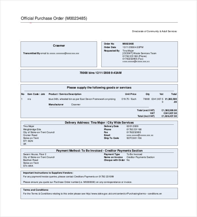 55+ Purchase Order Examples - PDF, DOC