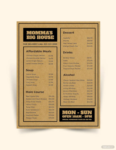 35+ Price Menu Templates - Free Sample, Example Format Download!