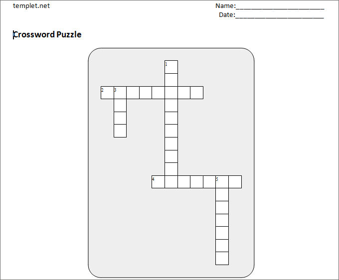 Zur ckhalten Potenzial Anweisen Blank Crossword Puzzle Template Kinn In 