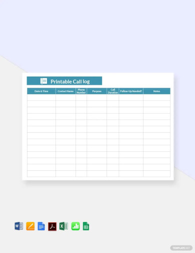 29+ Call Log Templates - DOC, PDF, Excel