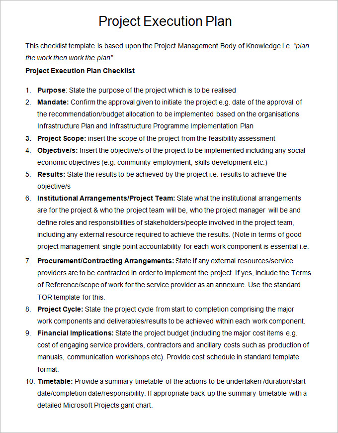25 Project Execution Plan Templates Word PDF Excel Apple Pages