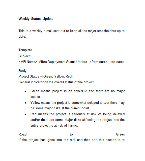 Weekly Status Report Templates - 30+ Free Documents Download- MS Word ...