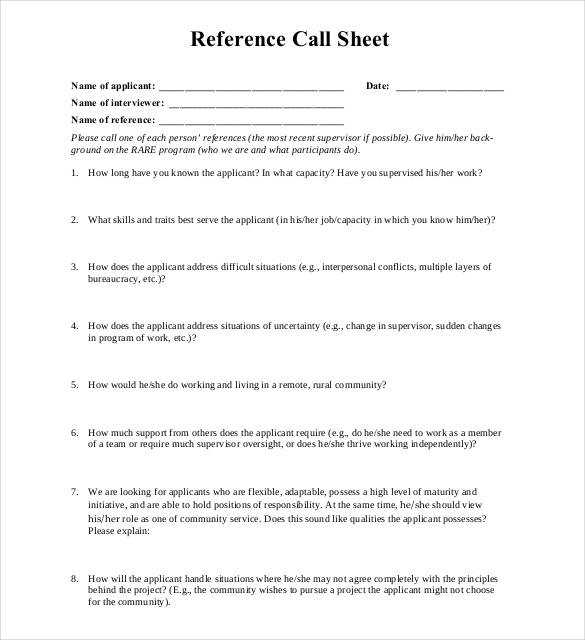 Reference Sheet Template - 34+ Free Word, PDF Documents Download
