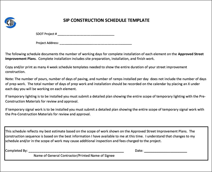 21+FREE Construction Schedule Templates - Word, PDF, Excel, Google Docs