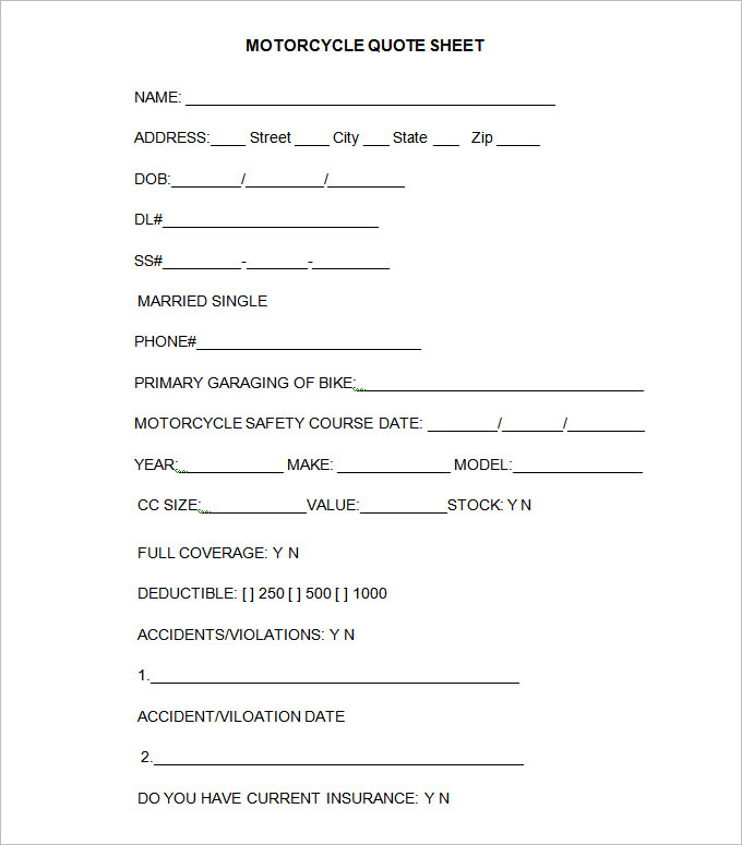 7+ Quote Sheet Template - Word, PDF