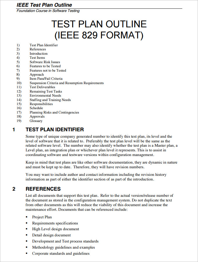 Software Qa Test Plan Template