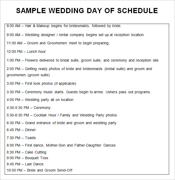 30 Wedding Schedule Templates Samples DOC PDF PSD Free 