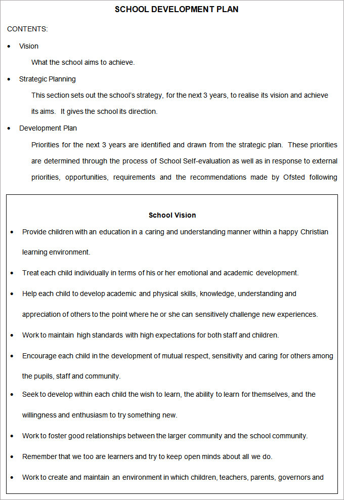 School Development Plan Concept And Process