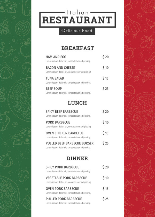 Restaurant Menu 25 Free Templates In PSD Word Pages