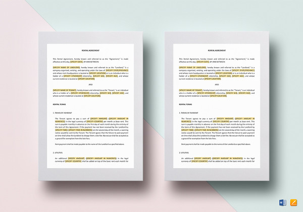 27+ Word Rental Agreement Templates Download