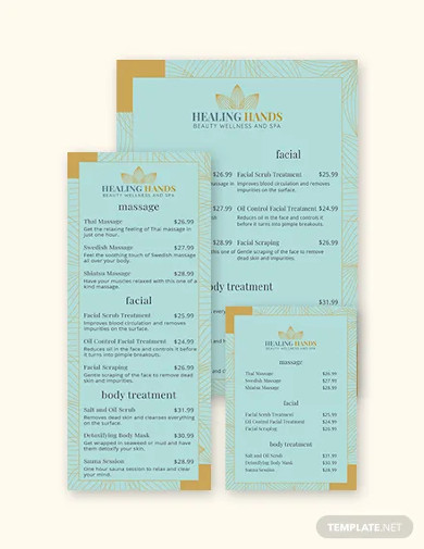 Spa Menu Templates Free Download Free Download For Software Driver 