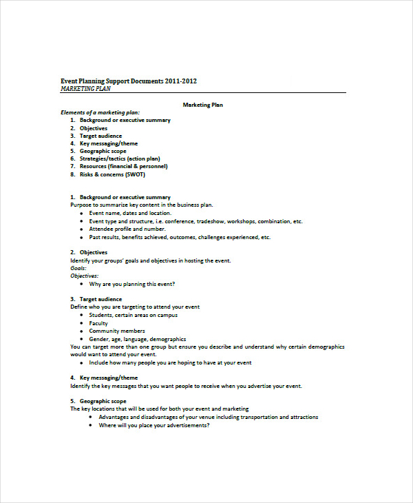Event Marketing Plan Template 7 Free Word Documents Download