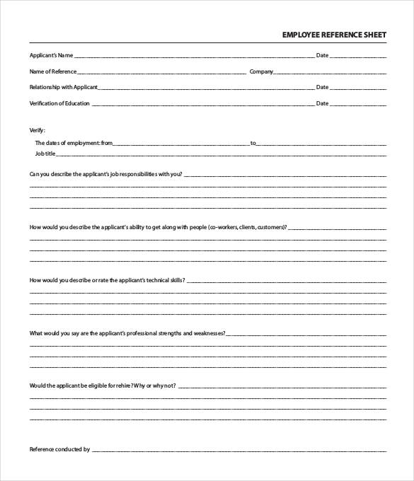 Reference Sheet Template - 34+ Free Word, PDF Documents Download