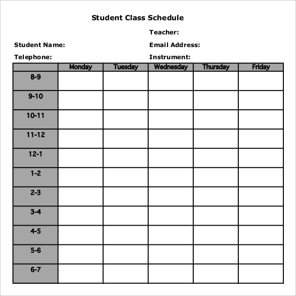 Excel College Schedule Template Excel Templates
