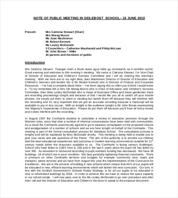 Meeting Notes Template - 30+ Word, PDF Documents Download