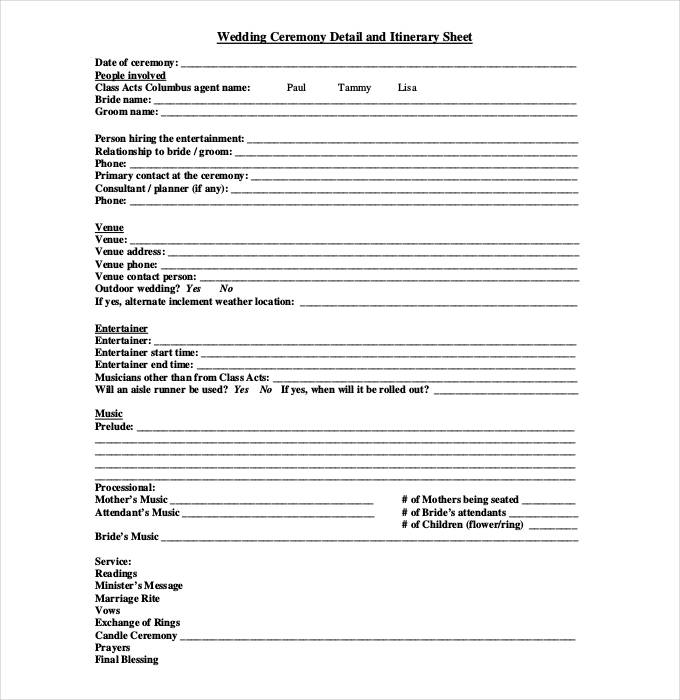 52 Wedding Itinerary Templates DOC PDF PSD Free Premium Templates