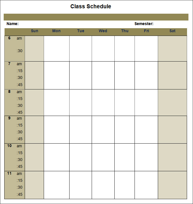 College Schedule Templates 12 Free Word Excel PDF Samples Formats Examples Forms
