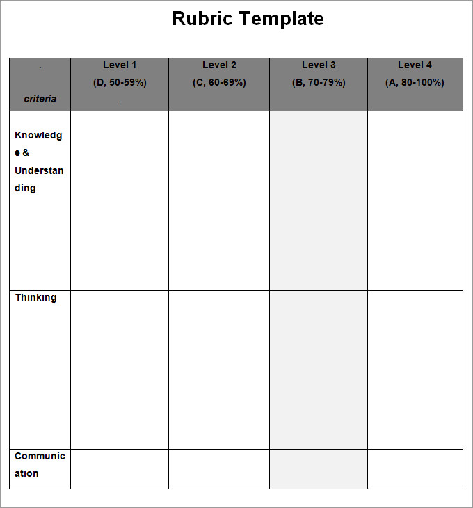 Blank Rubric Template, Rubric Template