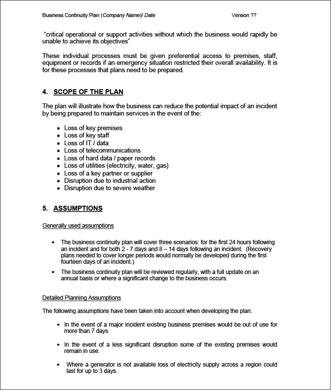 6 Business Continuity Plan Templates Word Apple Pages Google Docs