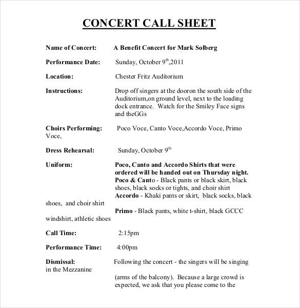 Call Sheet Template 25 Free Word PDF Documents Download 