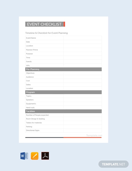 23+ Event Checklist Templates - Word, PDF, Google Docs