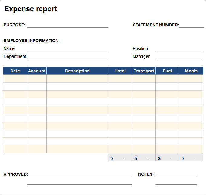 Business Expense Forms Free Excel Templates