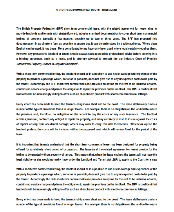 18+ Commercial Rental Agreement in PDF | Google Docs | MS Word | Pages