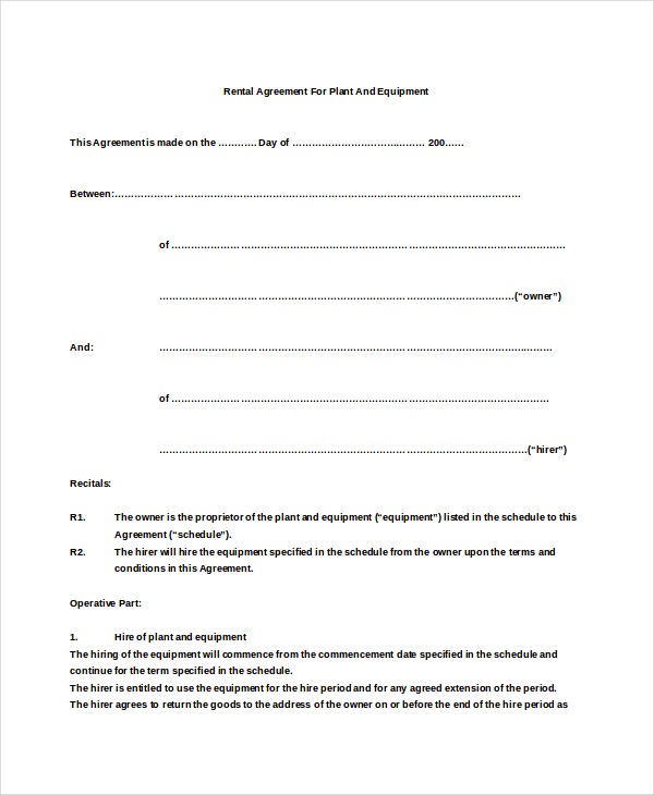 26 Basic Rental Agreement Templates DOC PDF