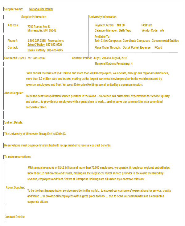 Car Rental Letter Sample at Autumn Allen blog