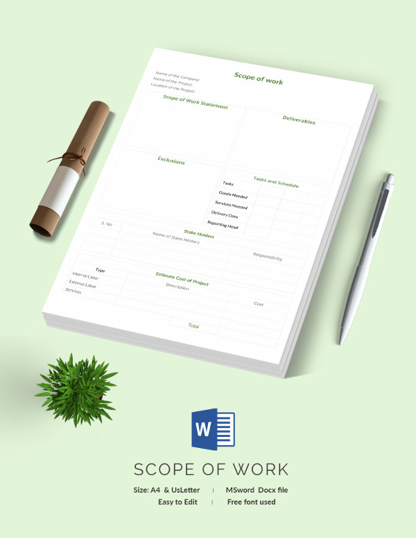 Scope of Work Template - 36+ Free Word, PDF Documents Download!