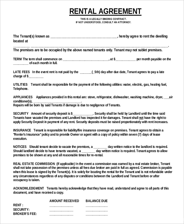 20 Residential Rental Agreement Templates Word Pdf Residential Lease 